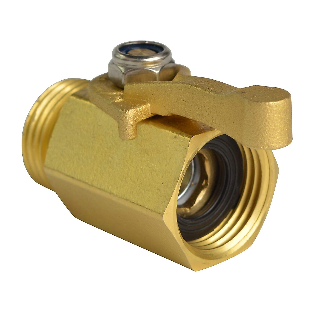 HYDRO MASTER Heavy Duty 3/4" Brass Shut Off Valve with Large Handle, Full Flow Garden Hose Connector