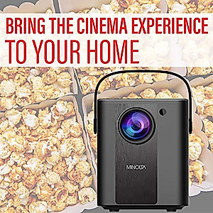 Minolta MN674 1920x1080P Full HD Portable Projector Bundle Pack with 100 Inch Screen, Remote Control, Mounting Accessories, HDMI, USB/Micro-SD, and AV Inputs, Headphone/Line Output