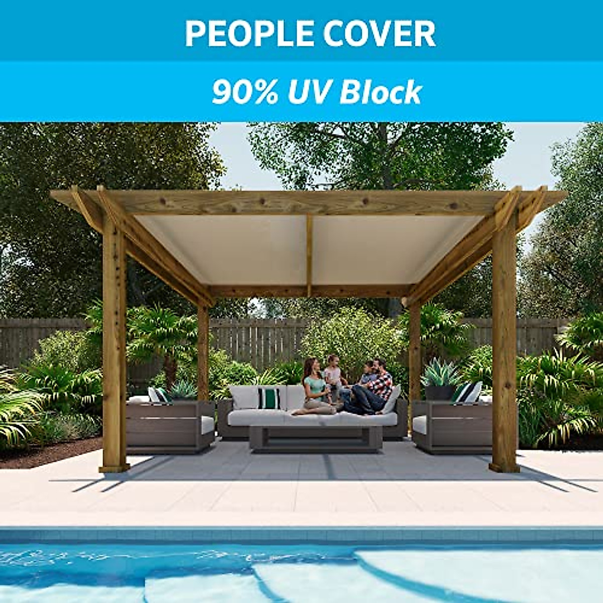 Coolaroo 90% UV Block Sun Protection and Privacy Screen Shade Fabric Roll, 6' x 15', Wheat