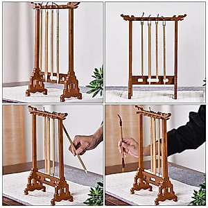 Cabilock 1 pcs Vintage Simple Bamboo Brush Hanging Pen Holder Creative Pen Rest for Students (Dragon Bamboo Brush Hanging)