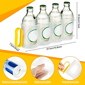 6 Pcs Portable Soda Can Organizer for Refrigerator Shelf Clear Plastic Beer Can Racks with Removable Handle Drink Organizer for Fridge Storage Beer Freezer Beverage Can Holder Soda Dispenser (Yellow)