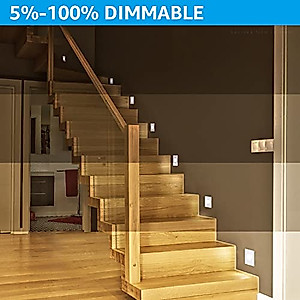 LEONLITE Classic Series 120V LED Step Lights, Dimmable 3.5W Indoor Outdoor Stair Light, 110lm, ETL Listed, Vertical, IP65 Waterproof, Aluminum, CRI 90, 3000K Warm White, White, Pack of 6