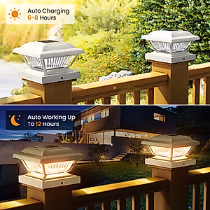 ELECLINK Solar Post Cap Lights 3 Pack, Warm White Solar Outdoor Post Lights, Waterproof Fence Post Cap Lights Solar Powered Fit 3.5x3.5 4x4 4.5x4.5 5x5 5.5x5.5 Post for Garden Fence Deck Yard
