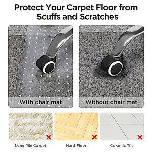 Office Chair Mat for Carpet, 48"X36" Heavy Duty Desk Chair Mat for Carpeted Floors, No Divot Floor Mat for Office Chair on Low and No Pile Carpet, Smooth Glide, Slip Resistant, Transparent