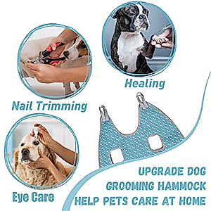 Supet Dog Grooming Hammock Harness for Cats Dogs, Relaxation Pet Restraint & Small Animal Leashes Sling Helper Nail Trimming Clipping, S（ Legs Spacing：7-10.2" /) , Coral blue
