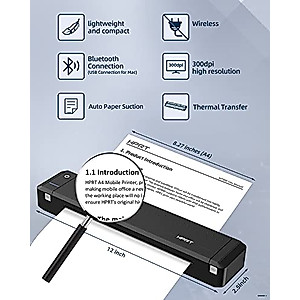 HPRT Portable Printer Wireless Bluetooth Thermal Transfer Mobile Printer Inkless Phone Compatible with Android and iOS, Laptop for Travel 8.5" X 11" US Letter&A4 Paper (USB Driver Included)