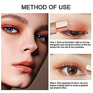 LOKFAR 12 Colors Glitter Eye-shadow Stick Set, Two-Tone Shimmer Gradient Eyeshadow Stick Double Colors Eyeshadow Stick Waterproof Glitter Eye Stick Eyeshadow Pen for Women Eye Makeup (6 Pcs)