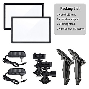 VILTROX 2 Sets Photography LED Video Light Lamp with Bi-Color 3300K-5600K, HD LCD Display Screen, CRI 95 for DSLR Table Photo Studio with Tripods Ultra-Thin Panel Camera Light for Video YouTube
