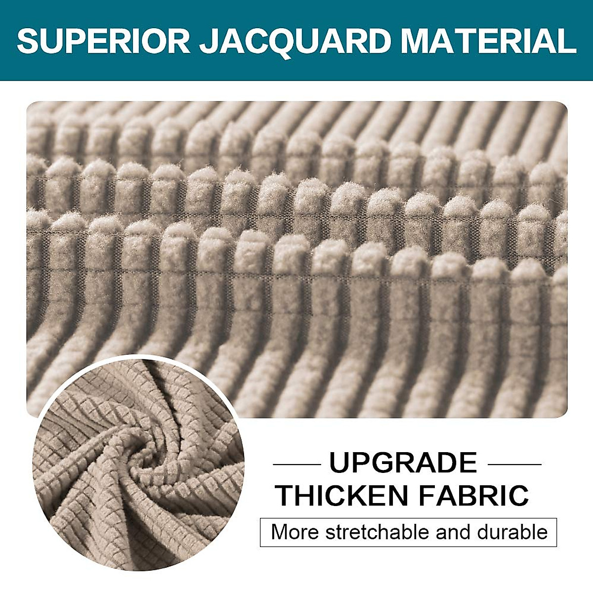 Turquoize 3 Piece Sofa Covers for 2 Cushion Couch Sofa Slipcover Soft Couch Cover for Dogs-Washable Sofa Furniture Covers with 2 Individual Cushion Covers, Thick Jacquard Fabric (Loveseat, Sand)