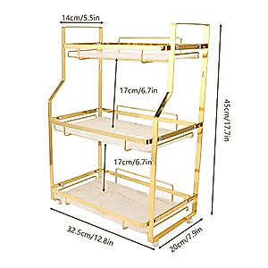 Bathroom Standing Rack, Corner Bathroom Shelf Strong Load Bearing Capacity Stable White and Gold for Kitchen(3 Tier)
