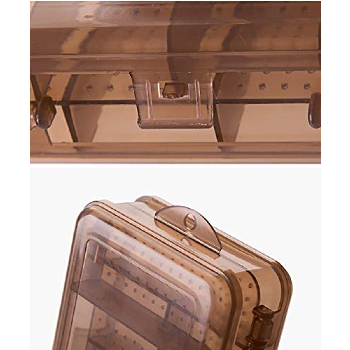 UUYYEO 2 Pcs Clear Plastic Double Layer Jewelry Boxes Organizer Storage Container for Earrings Necklaces Hair Clips Grey