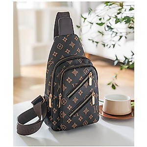 Anfei Sling Bag Women Small Crossbody PU Leather Satchel Daypack Shoulder backpack for traveling hiking Cycling