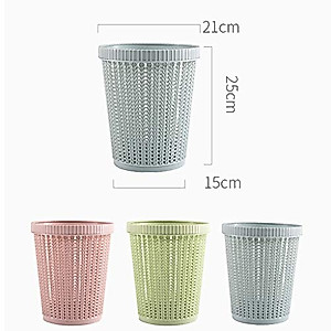 UWEL Hollow Garbage Bin with Built-in Garbage Bag Storage, PP Garbage Bin Storage Basket, Durable Home Trash Can Wastebasket Garbage Bin Basket for Living Room Bedroom Office (Blue)