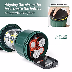 LED Camping Lantern, COB Battery Lantern 4D Batteries Powered 2500LM, Water Resistant Emergency Lantern for Power Outage, Hurricane, Hiking