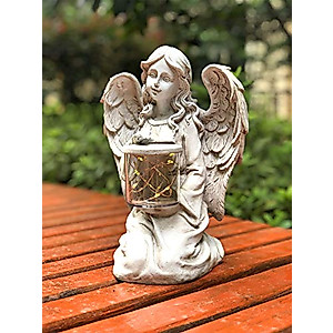 Solar Powered Fairy Angel with Wings and Solar Glowing Jar LED Garden Light Decor