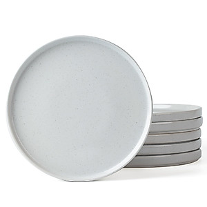 famiware Nebula 6 Pieces Dinner Plates, 10.2" Plates Set, Scratch Resistant, Stoneware Dinnerware, Kitchen Modern Rustic Dishes, Light Gray