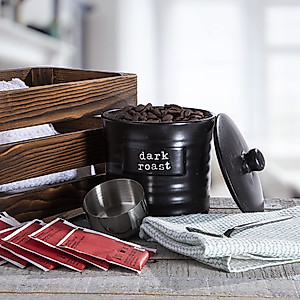 SHEFFIELD HOME Dark Roast Coffee Kitchen Canister- Ceramic Countertop Storage Canister with Lid, Coffee Container Labeled Dark Roast, Kitchen Organization Accessories