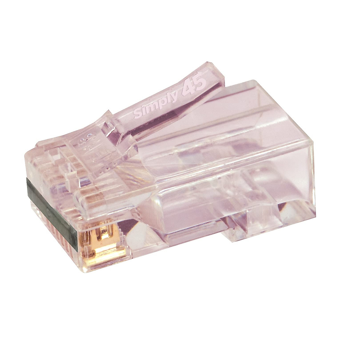 Simply45 ProSeries Unshielded Pass-Through RJ45 Modular Plugs with Cap45 for 23AWG Solid (Cat6/6a UTP) - Red Tint, Hi/Lo Stagger - 100-Pieces - S45-1700P