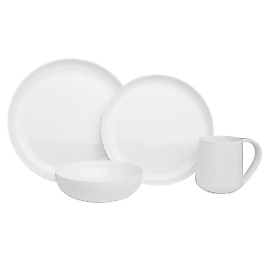 Everyday White by Fitz and Floyd Nevaeh Coupe 16 Piece Dinnerware Set, Service for 4