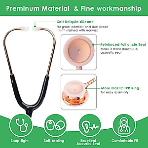 14Pcs Littmann Stethoscope Accessories Replacement Parts, 4 Pairs Soft Stethoscope Ear Tips Pieces Earplug Earbud Replacement Diaphragm Drum Cover for Littmann Cardiology Classic Stethoscope Name Tag