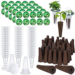 200 Pack Plant Seed Starter Sponges Kit Hydroponic Growing Seed Pods Kit Include 50 Plant Grow Baskets, 50 Seed Pot Label, 50 Plant Grow Sponges 50 Transparent Lids for Hydroponic Indoor Garden System