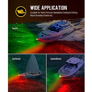 Partsam 1Pcs Marine Boat Bow Lights, 24 LED Red and Green Navigation Light for Vessle Pontoon Yacht Skiff Skeeter