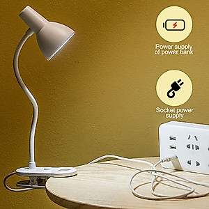 OSALADI Reading Lamp Gooseneck Desk Lamps LED Table Lamp Clip On Desktop Light with USB Charging Port for College Dorm, Home, Office