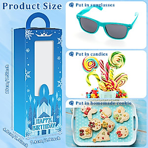24 PCS Snowflake Party Favor Boxes Blue Princess Castle Birthday Party Candy Treat Boxes Winter Wonderland Doll Goodie Boxes Snow Theme Birthday Party Decor for Kids Girl Bridal Baby Shower Supplies