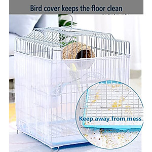 Lemengtree Bird Cage Cover Universal Birdcage Seed Catcher Guard Net Cover, Parrot Nylon Mesh Net Cover, Airy Gauze Birdcage Accessories Mesh Net Cover for Round Square Cages (Blue-Mesh Net Cover)