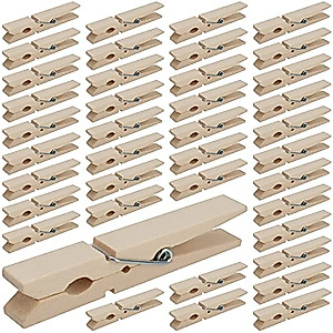 HOZEON 500PCS 2.8 Inch Natural Wooden Clothespins, Small Wood Clips with Spring, Wooden Clothes Pegs for Towels, Craft, Photos, Pictures, Decor, Art Wall
