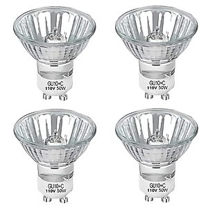 YKCGG GU10 Halogen 50W Bulbs,GU10+C 120V 50W Halogen Light Bulbs, Dimmable MR16 GU10 Light Bulb for Track & Recessed Lighting, Range Hood Light Bulbs(4 Pack)