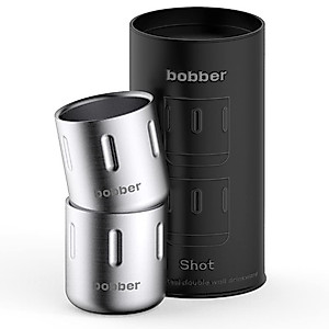 BOBBER Shot - 3.4 oz (100ml) Stainless Steel Double Walled Espresso Cups - Set of 2 Heat Resistant Non Insulated Metal Coffee Cups With Gift Box (Matte)