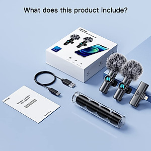Leettus 2pcs Lavalier Wireless Microphone for iPhone iPad Video Recording,Mini Microphone for Game Live Streaming,Interviews,YouTube,TikTok,Vlog(Not Applicable for iPhone USB-C Interface)
