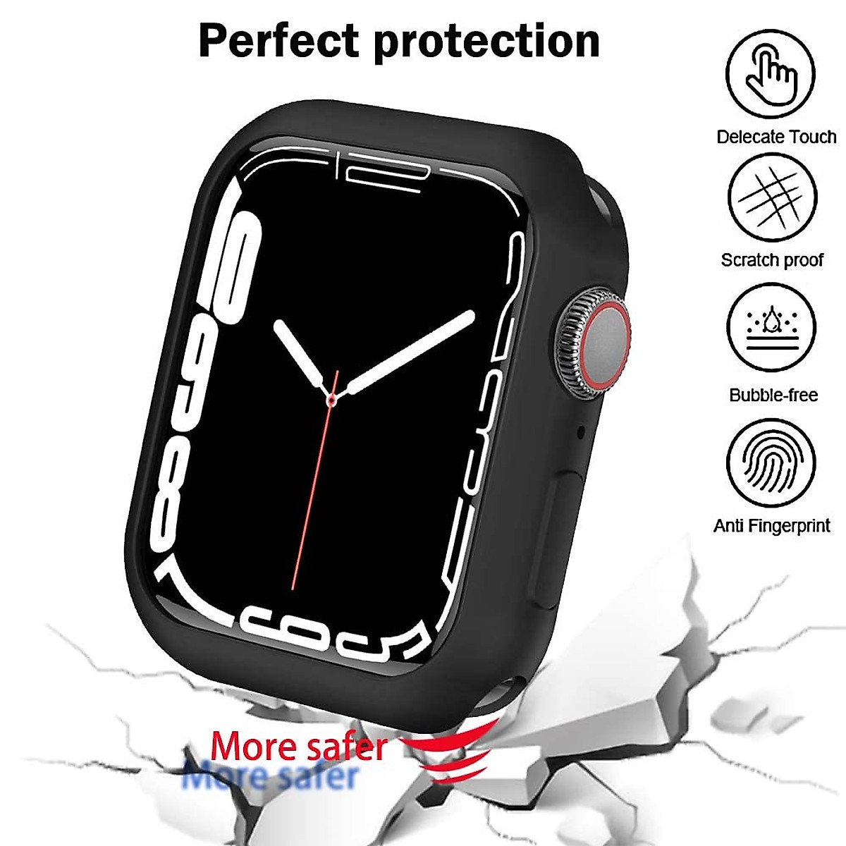 BOTOMALL Compatible with Apple Watch Bumper Case 45mm Series 9 Series 8 Series 7 Soft Flexible TPU Thin Lightweight Protective Cover for iWatch [NO Front Screen Protector]
