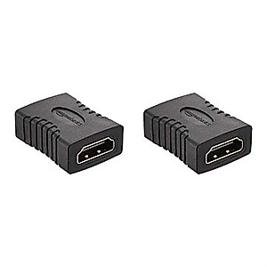 Amazon Basics HDMI Female to Female Coupler Adapter (2 Pack), 29 x 22mm, Black