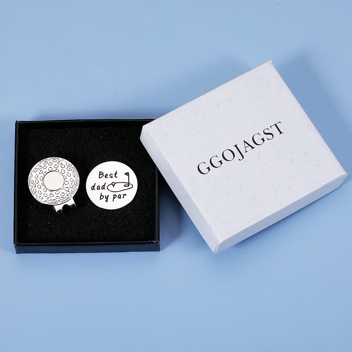 GGOJAGST Best Dad by Par Gifts from Daughter Golf Ball Markers with Hat Clips Value Sets for Men Women Golfer Removable Attaches Easily to Golf Cap Premium Gifts Silver for Dad from Kids