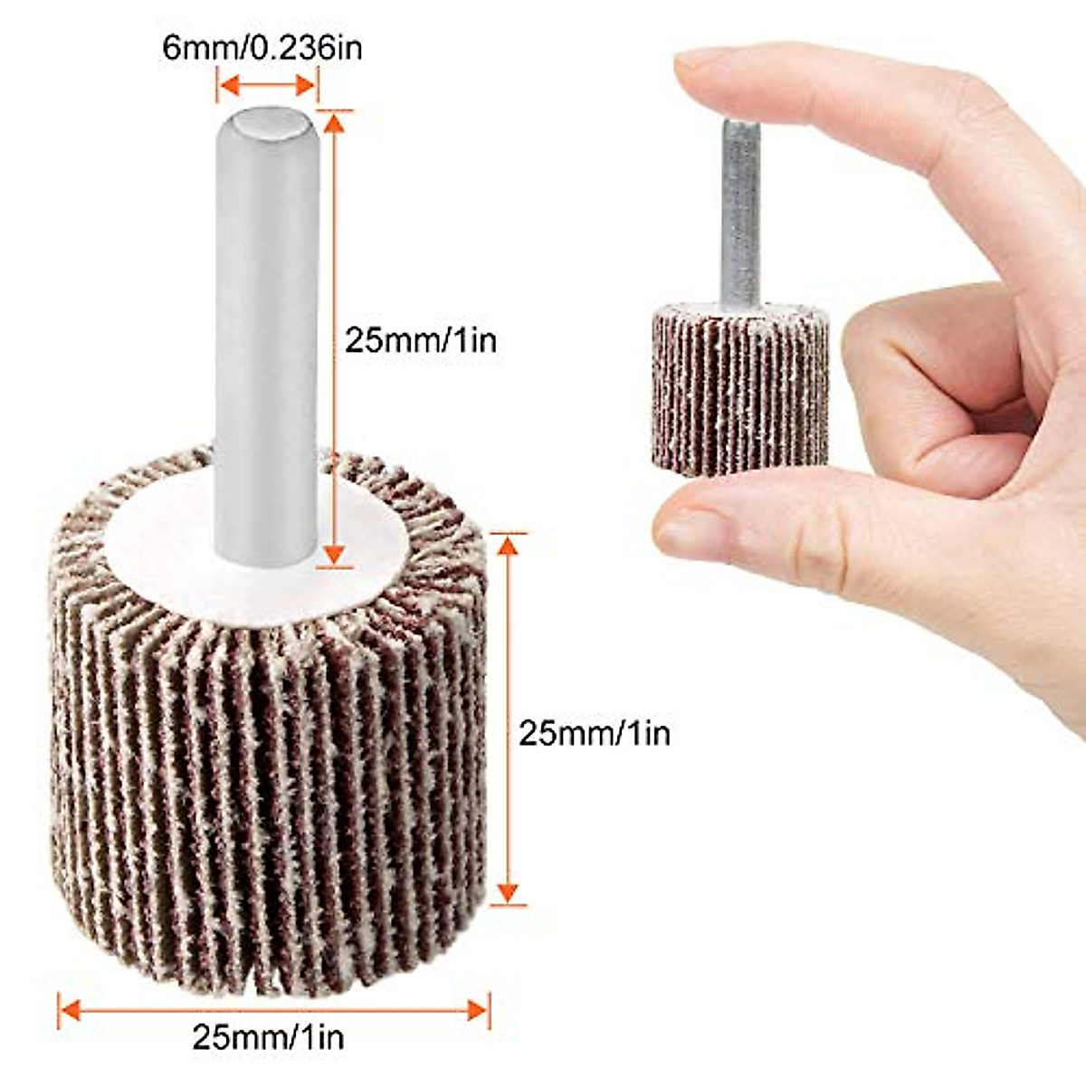 20Pack Abrasive Flap Wheel Sander，1" x 1" x 1/4" Shank Mounted Flap Wheels, 80 Grit Aluminum Oxide Sanding Flap Wheel for Rust Removal Deburring Polishing Satin-Finishing- Abrasive Grinding Tool