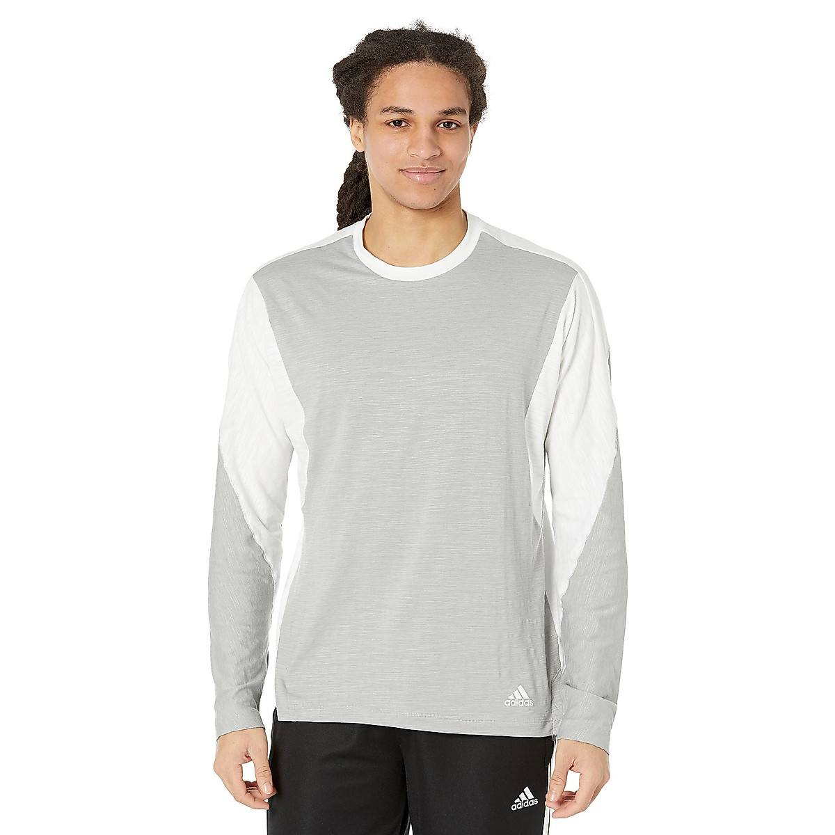 adidas Men's Well Being Long Sleeve Tee, Solid Grey, Small