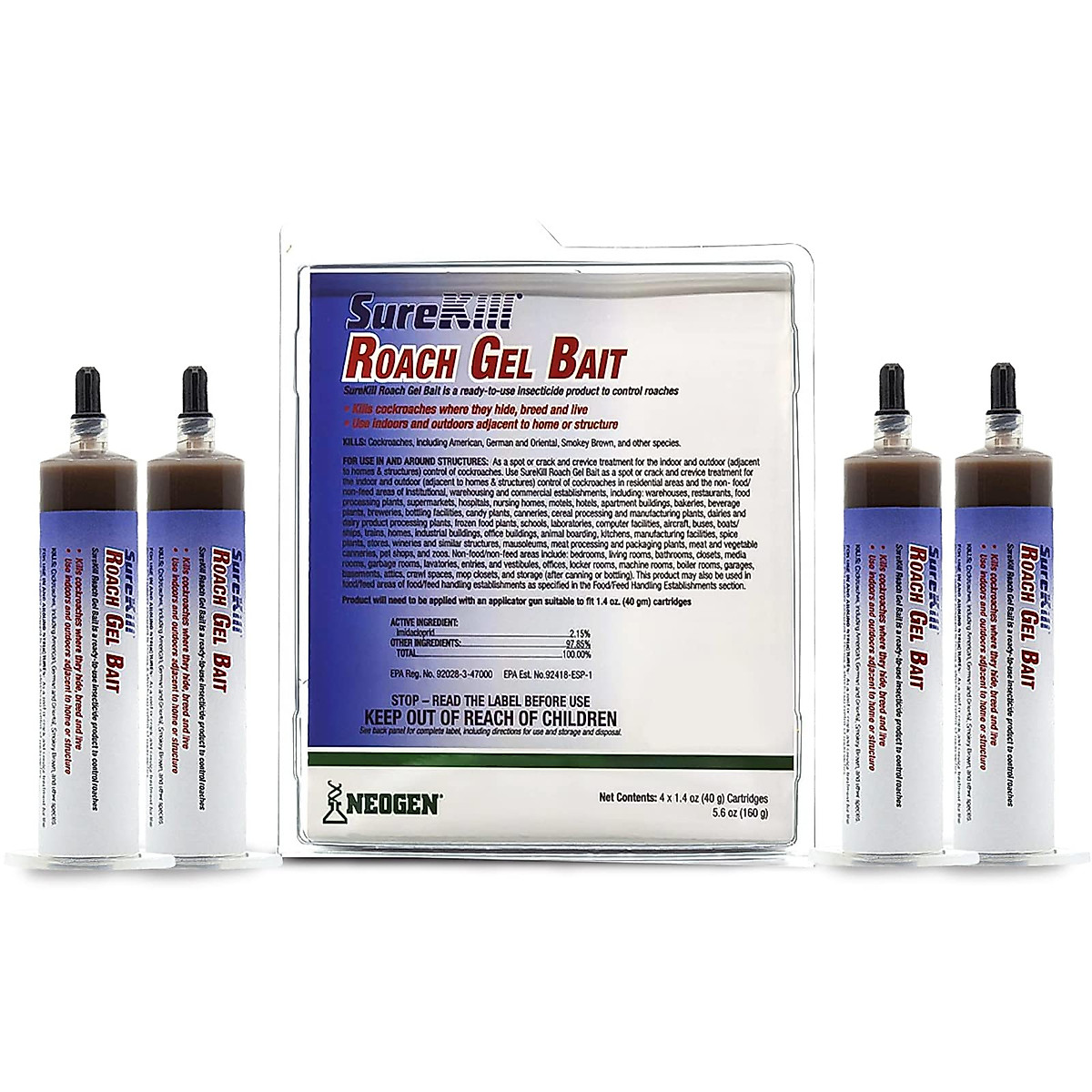 Neogen Surekill Roach Gel Bait - Roach Killer - Cockroach Killer Gel - Animal Friendly Roach Killer - Roach Gel Indoor infestation - Available with Premium Quality Centaurus AZ Gloves- 4× 40g