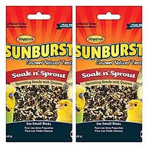 Higgins 2 Pack Sunburst Soak n' Sprout Small Bird Food Bird Treats, 1 oz. ea. Fun Bird Snack for Any Size Bird. Fast Delivery by Just Jak's Pet Market
