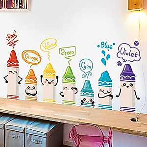 Crayon Color Wall Decals for Kids Rooms - Educational Wall Stickers