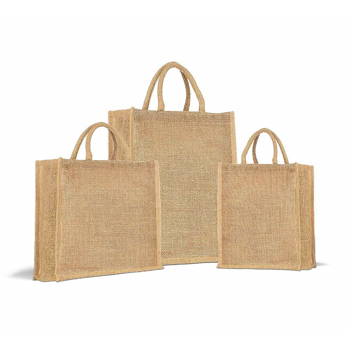 BANNER BUZZ MAKE IT VISIBLE BannerBuzz Jute Tote Bag Made of 100% Biodegradable Jute Material (16" W X 13" H X 6" B, Natural Brown Color)