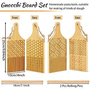 4 Pieces Gnocchi Board Gnocchi Pasta Board Wood Gnocchi Board Gnocchi Maker Garganelli Pasta Board Set with Rolls Pasta Making Tools for Pasta Maker Pasta Board Gnocchi Roller Kitchen Gift Ideas