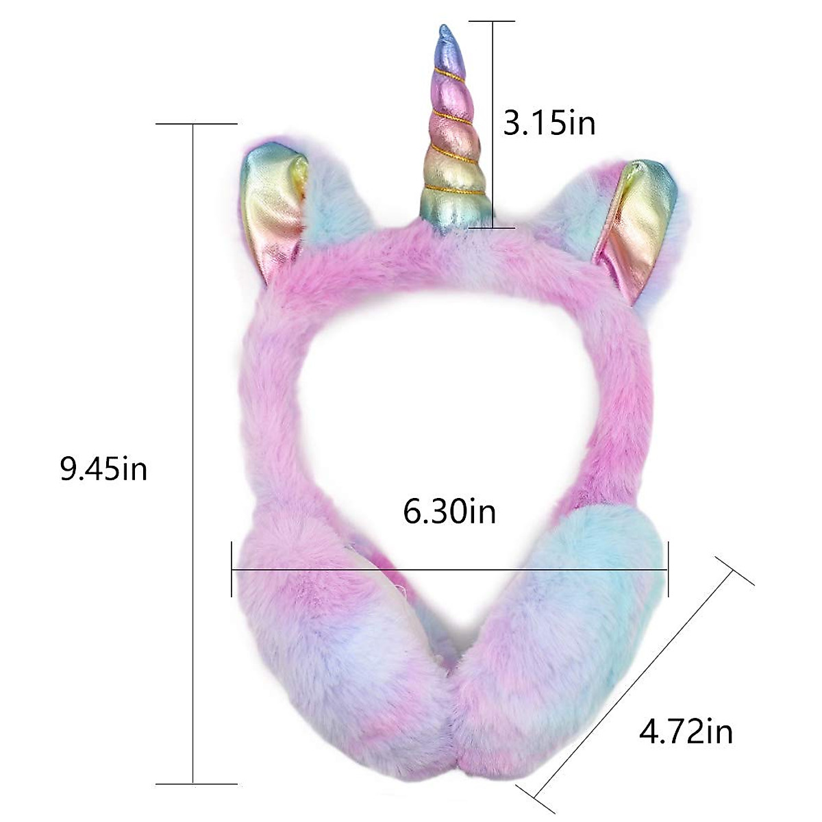 Ztl Foldable Unicorn Earmuffs for Girls Kids Women Soft Plush Winter Ear Warmers