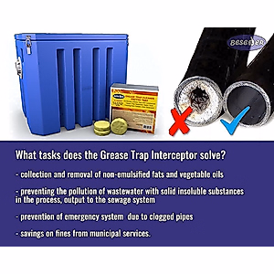 Grease Trap + Grease Trap Cleaner - Grease Interceptor 10 GPM - Grease Traps For Restaurants + Grease Trap Tablets 12 pcs - 20 Lb Grease Trap Interceptor - Plastic Under Sink Grease Trap