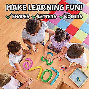 BUNMO Pop Tubes Large 4pk | Hours of Fun for Kids | Imaginative Play & Stimulating Creative Learning | Toddler Sensory Toys | Tons of Ways to Play | Connect, Stretch, Twist & Pop