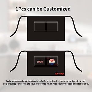 Shmimy Personalized Custom Waist Apron For Men Women Kitchen Cooking Aprons Customized with Pockets Name Text Logo Picture
