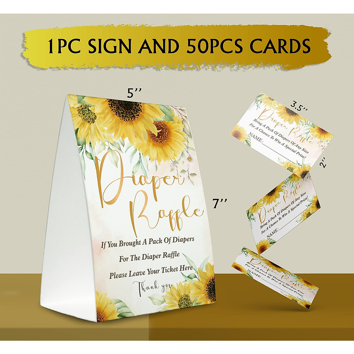 Diaper Raffle Sign,Diaper Raffle Baby Shower Game Kit (1 Standing Sign + 50 Guessing Cards),Baby Showers Decorations,Card for Baby Shower Game to Bring a Pack of Diapers-XN09
