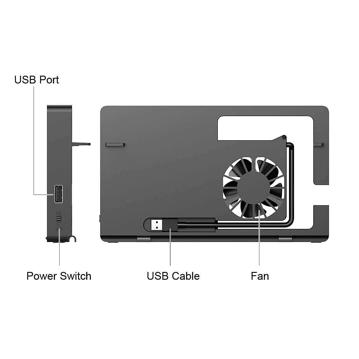 ElecGear Cooling Fan for Switch Dock HAC-007, External Turbo Cooler for Nintendo Switch Original Docking Station, Snap-on Design, USB Powered, Integrated Cable - |Not for OLED and Lite|
