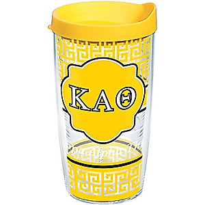 Tervis Fraternity - Kappa Alpha Theta Geometric Tumbler with Wrap and Yellow Lid 16oz, Clear